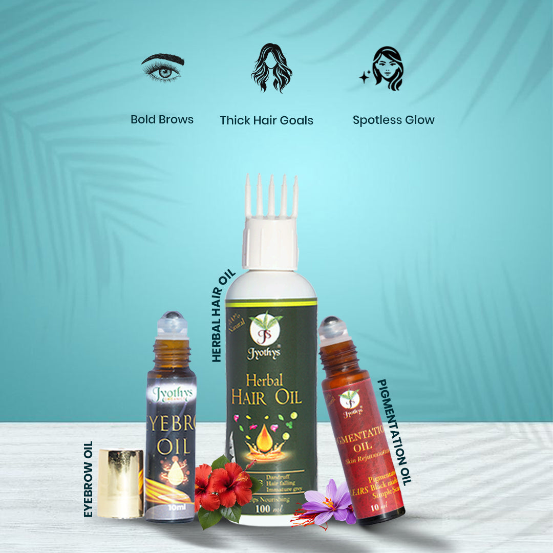 Glow Boosting & Revitalize combo ( Eyebrow oil + Herbal Hair oil + Pig – Jyothysorganics